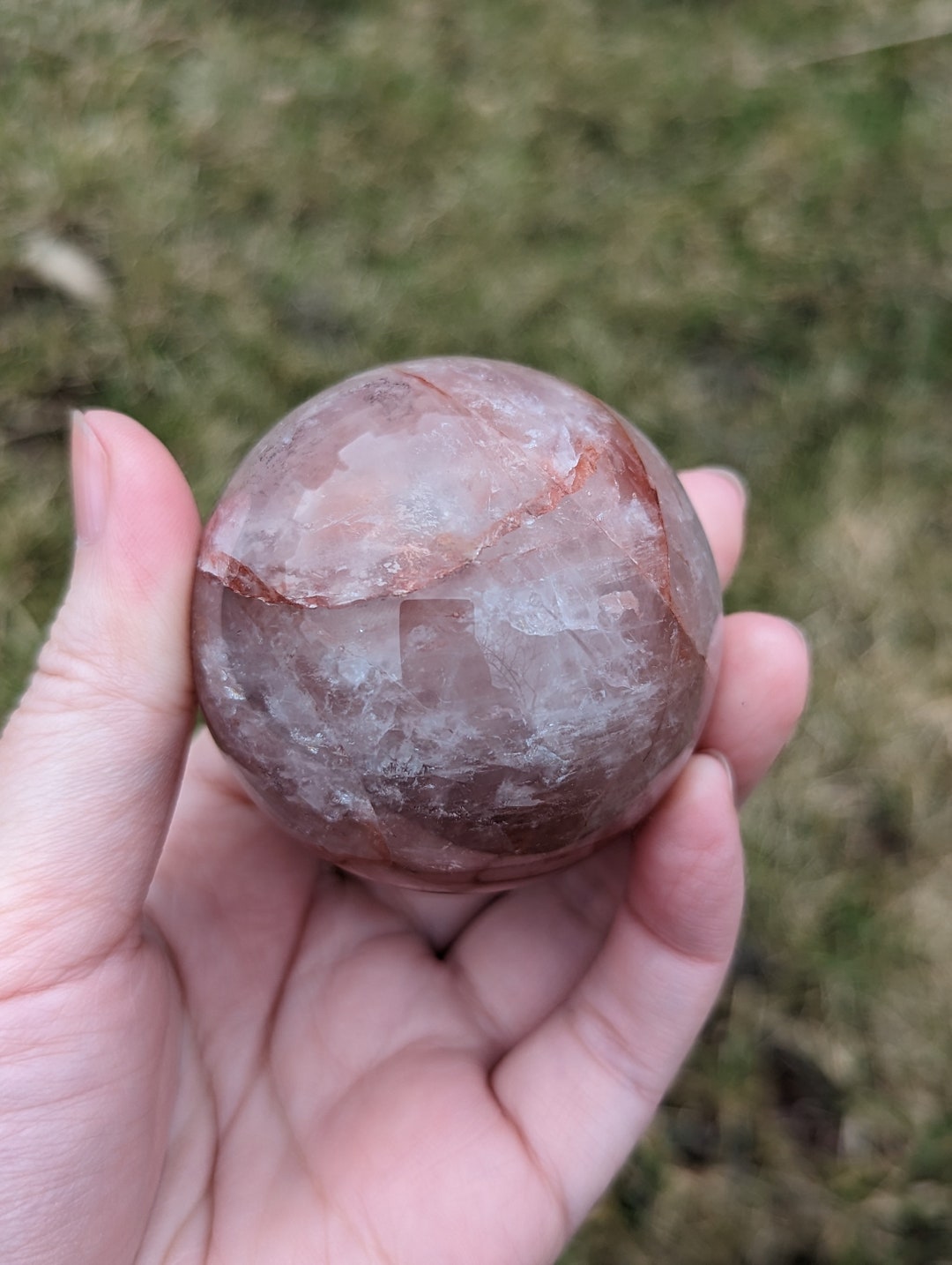 Pale Fire Quartz Sphere - 58 Mm Diameter - Etsy