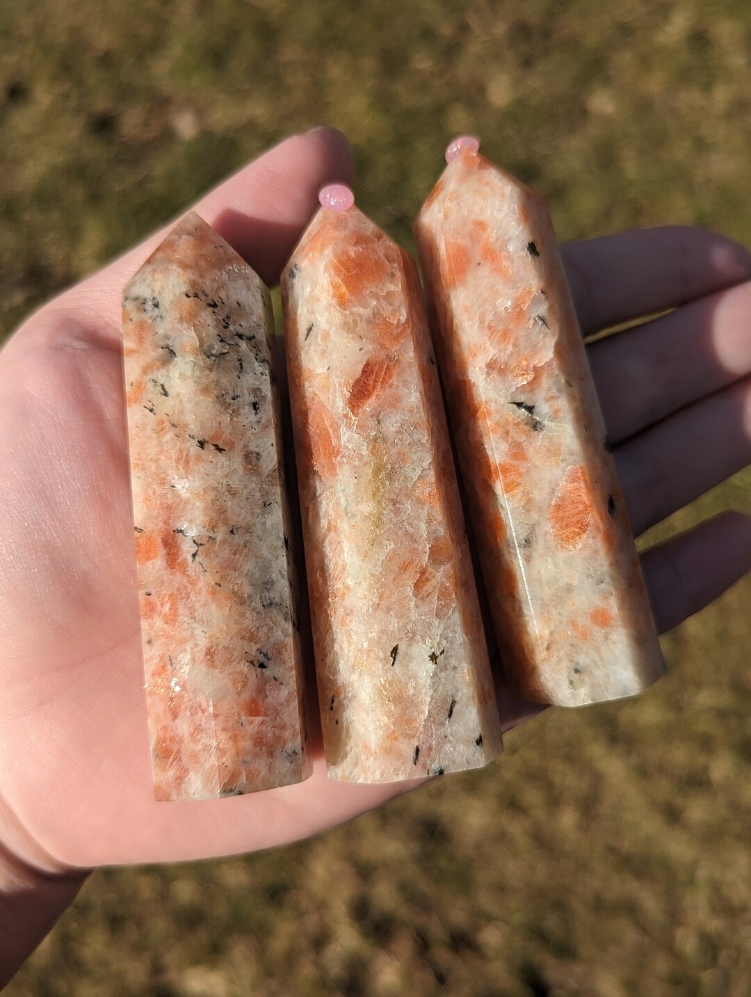 Sunstone Towers With Golden Flash and Black Tourmaline Inclusions - Etsy