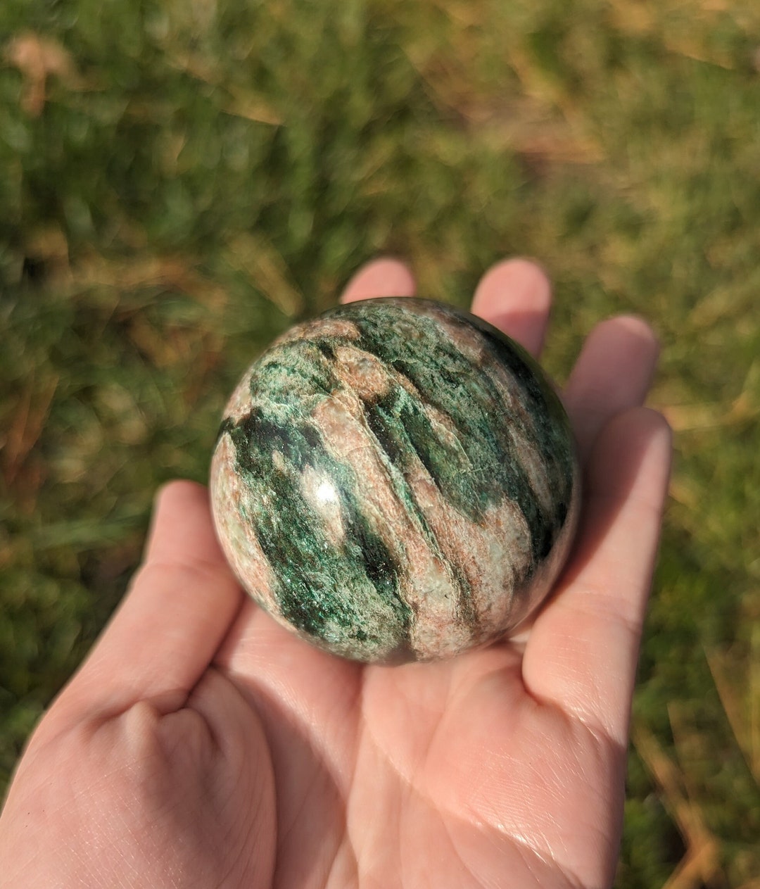 Green Mica and Pink Tourmaline Sphere With Great Color and Sparkle - 55 ...