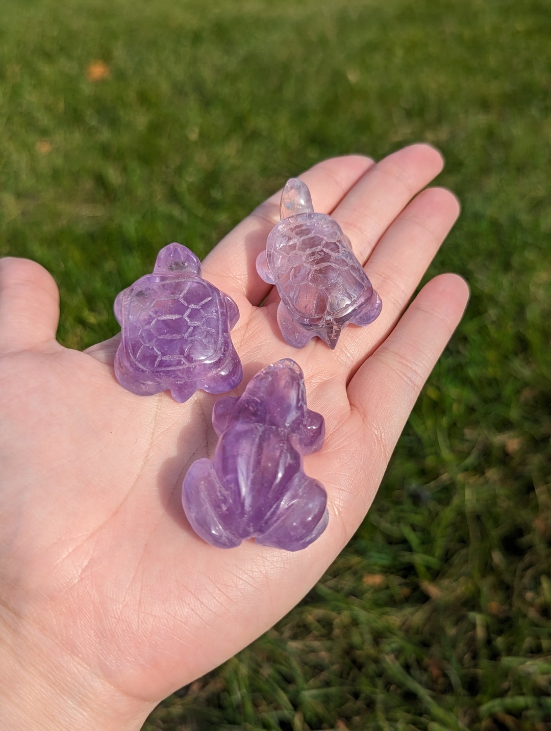 Amethyst Turtle and Frog Carving - Clear Purple Crystal - Etsy