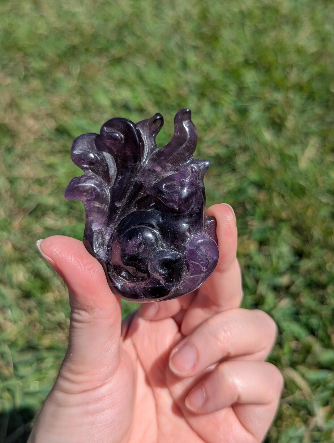 Dark Amethyst Nine Tailed Fox Carving - Etsy