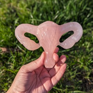 Rose Quartz Crystal Uterus Carving - Womb, Ovaries, Fallopian Tubes ...