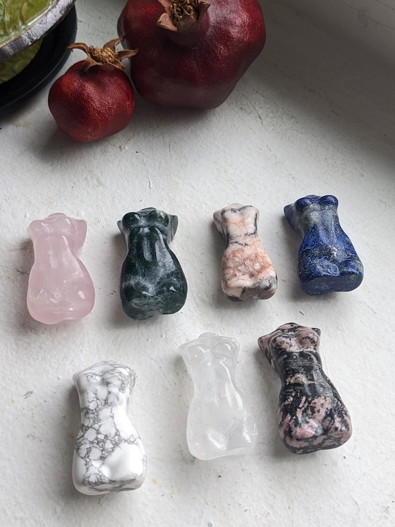 SMALL Crystal Goddess Carvings Female Body Form Rose | Etsy