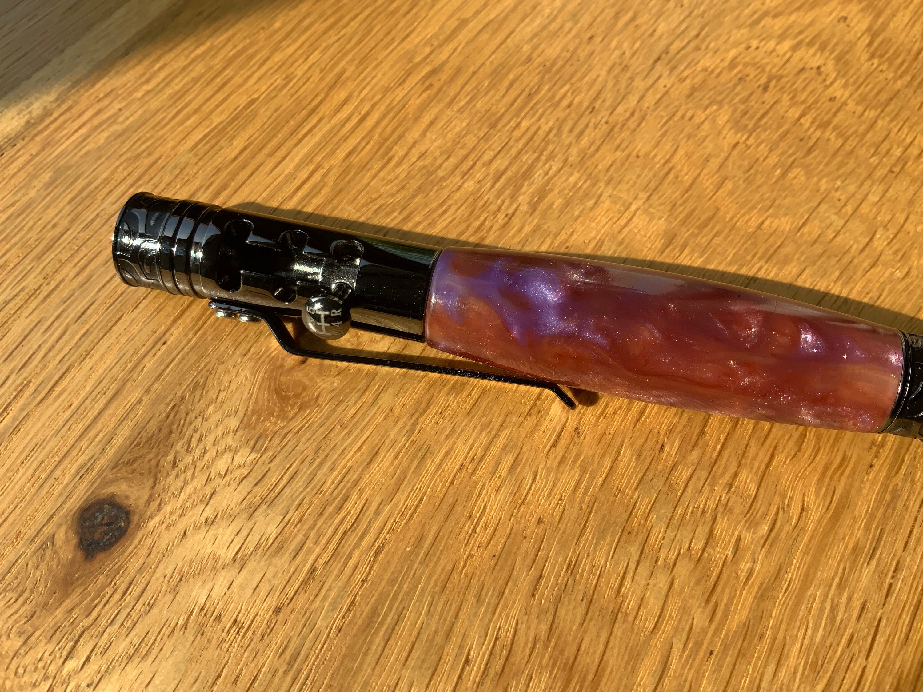 Handgefertigter Stift Auto mit 5 Speed Shifter Gunmetal mit burnt Umber ...