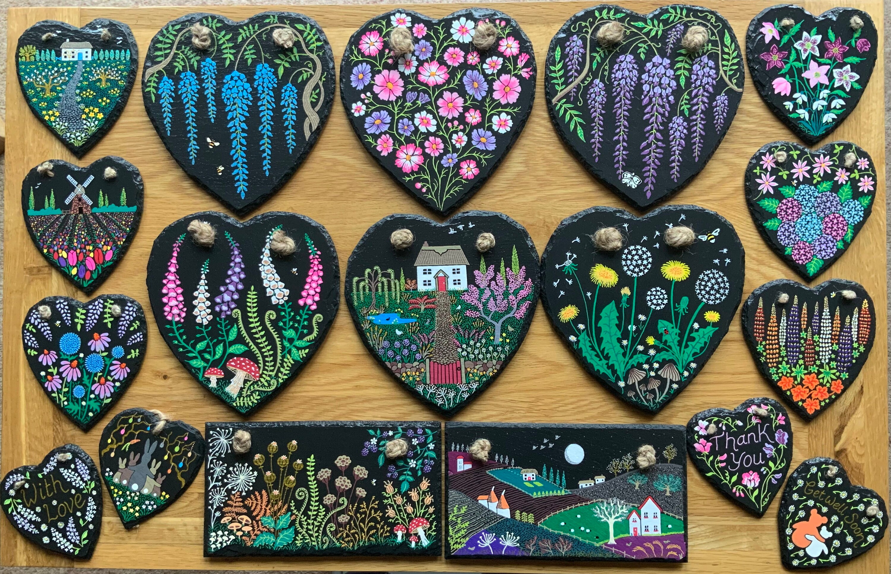 Slate Art With Love Hand Painted Hanging Heart With Love - Etsy UK