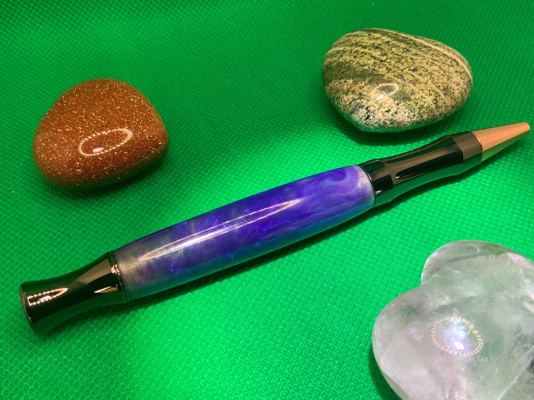 Handmade Contemporary Pen, Ballpoint Pen, Set in Polished Gunmetal ...