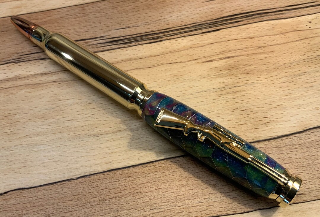 Handmade Rifle Pen in Polished Gold/copper Effect With Honeycomb Design ...