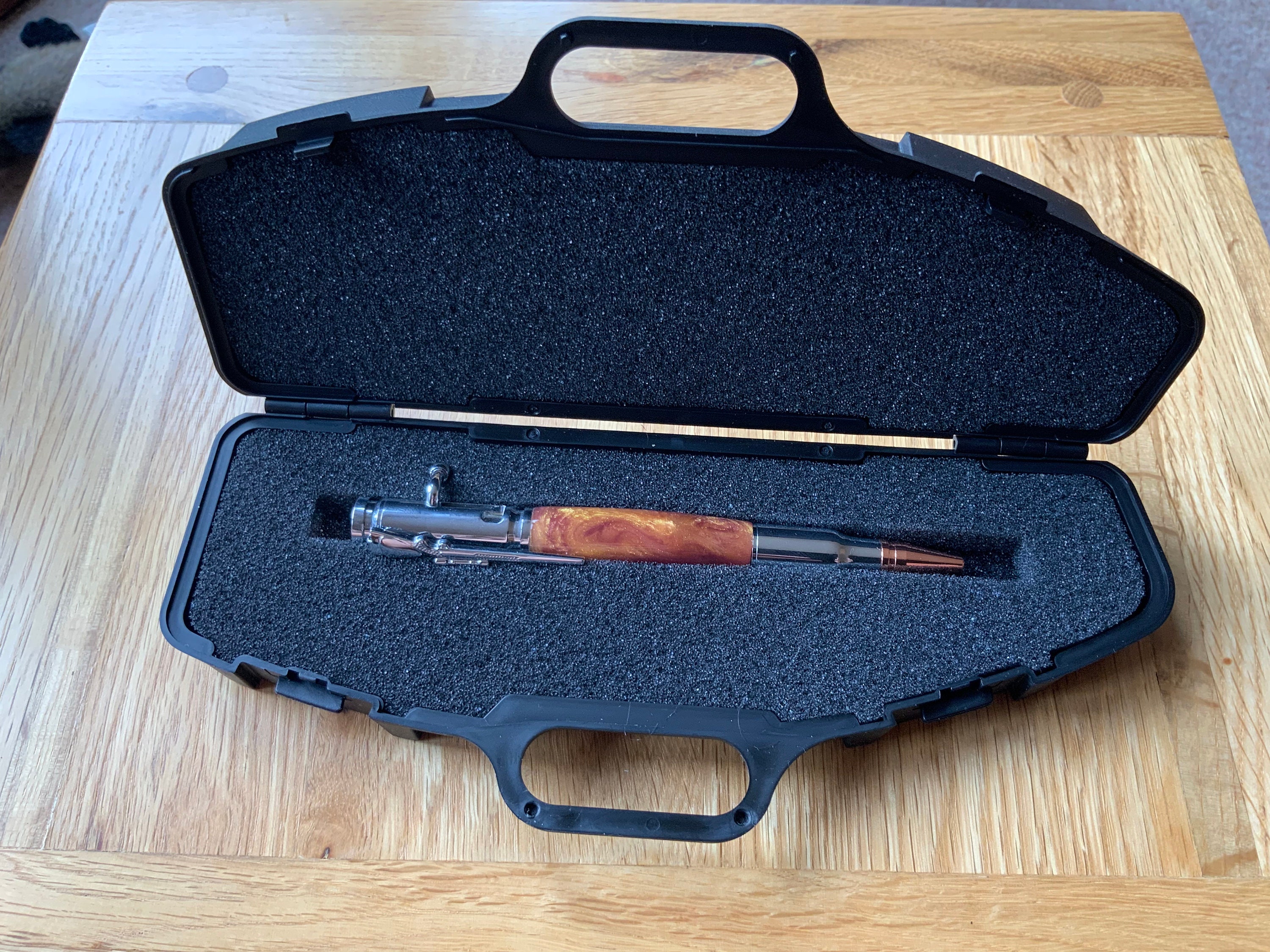 Bespoke Bolt Action Pen Rifle Pen Handmade Pearlescent Sky Blue Clouds ...