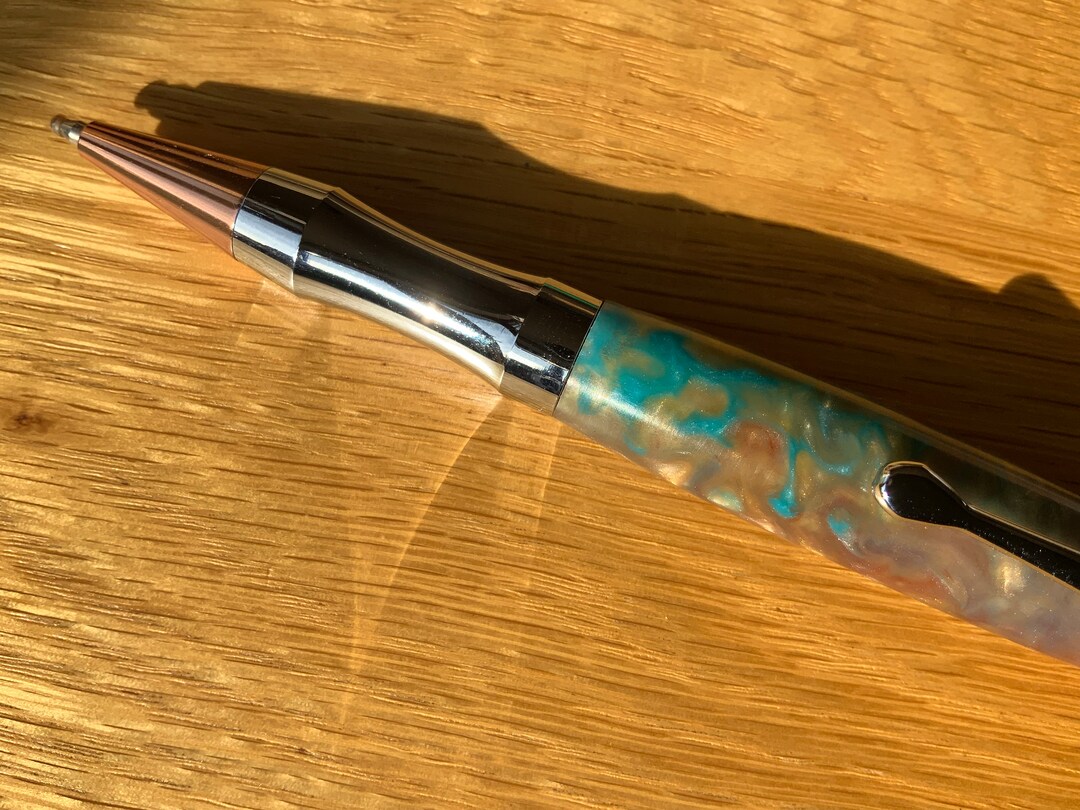 Handmade Contemporary Pen, Ballpoint Pen, Set in Polished Chrome ...