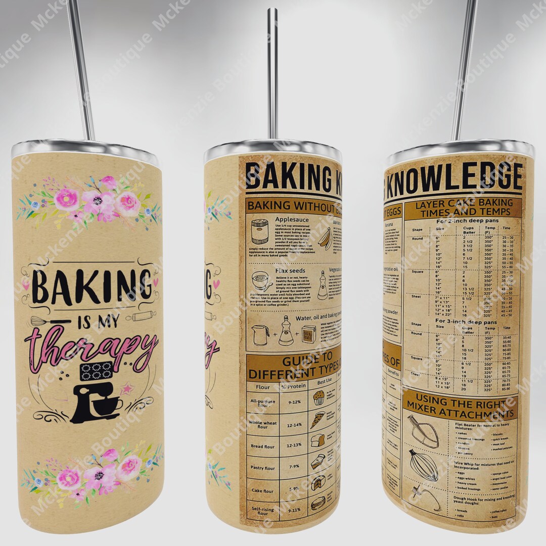 Baking is Therapy 20oz Skinny Tumbler Wrap - Etsy