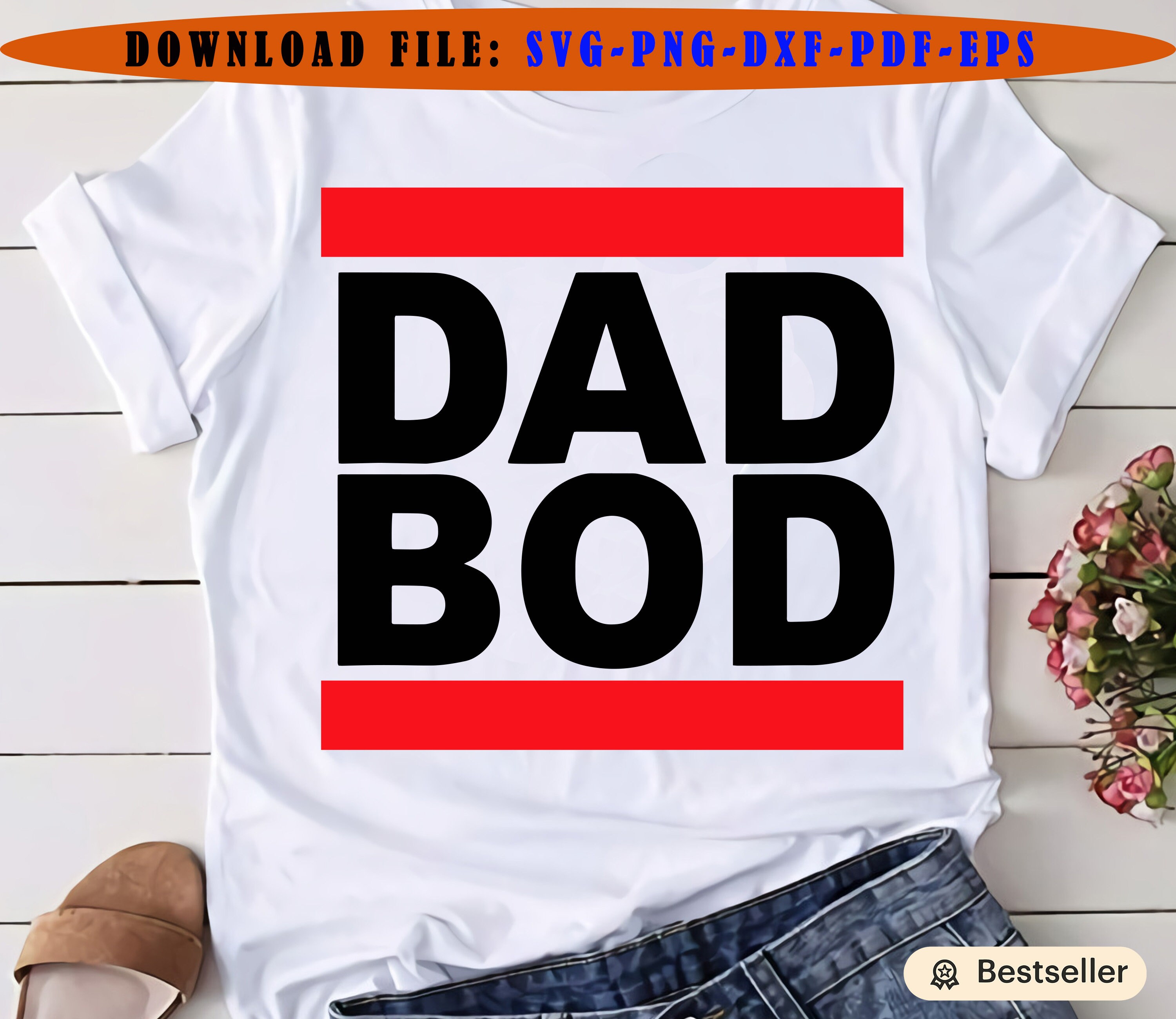Dad Bod Design 2 Red Lines Svg Father's Day Svg Dad Bod | Etsy