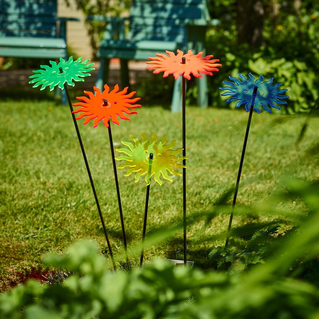 Suncatcher Garden Stakes: Smiling Sun Decor, Set of 5, Large - Etsy