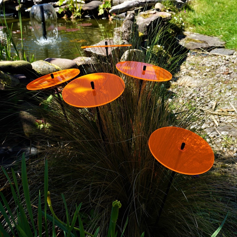 Sun Discs Set of 5: Glowing Garden Stakes, Outdoor Decor (75cm, 29.5 ...