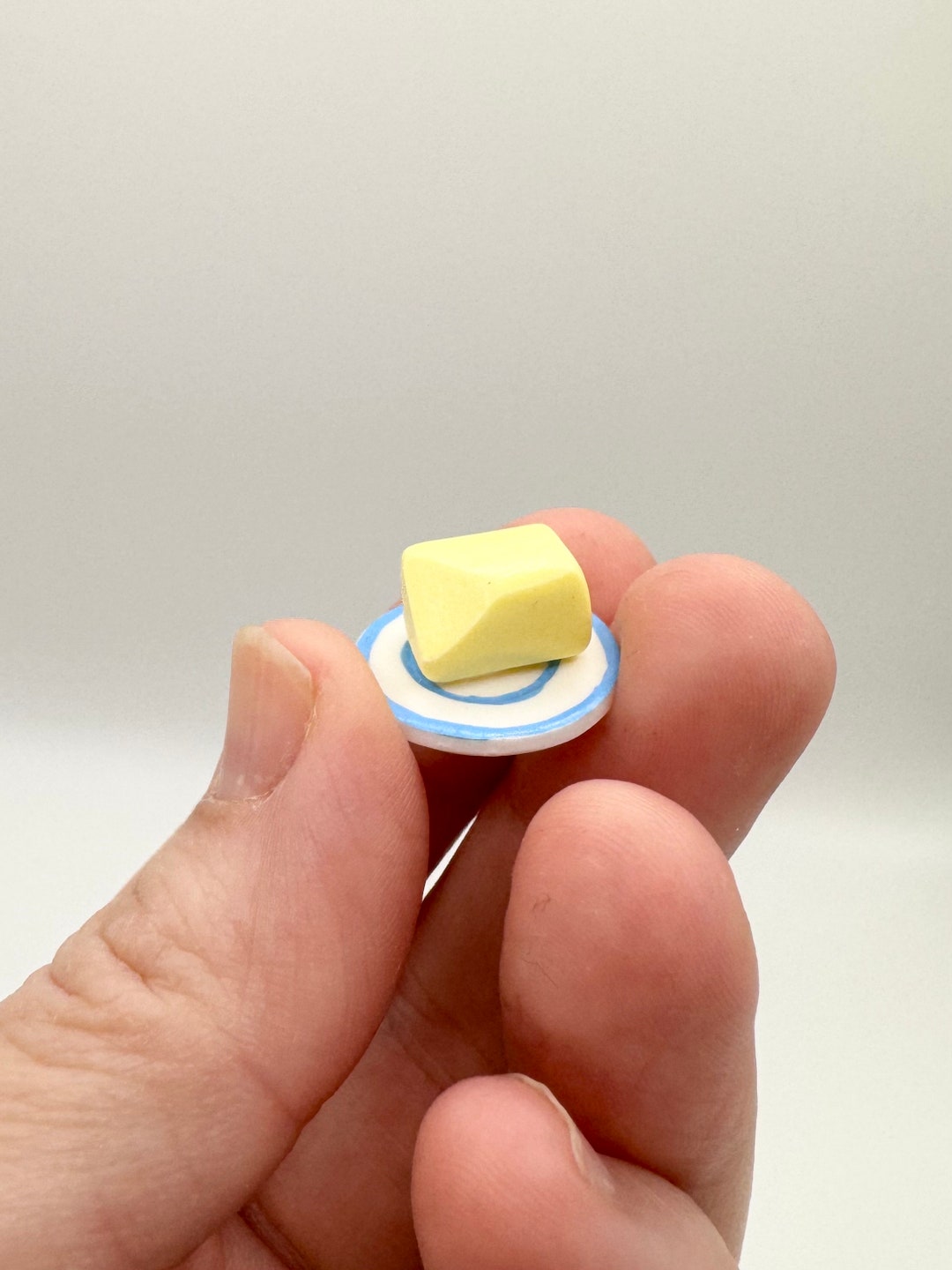 Miniature Butter on a Cornishware Dish, Dollhouse Food, 1/6th Scale ...