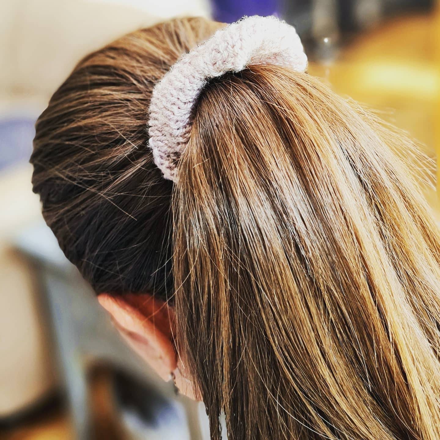 Hand Knit Scrunchie / Hand-Knitted Hair Tie / Kink & Snag Free Hair ...