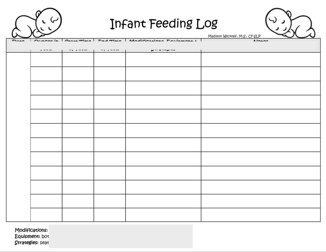 Infant Feeding Log for Speech and Feeding Therapists - Etsy