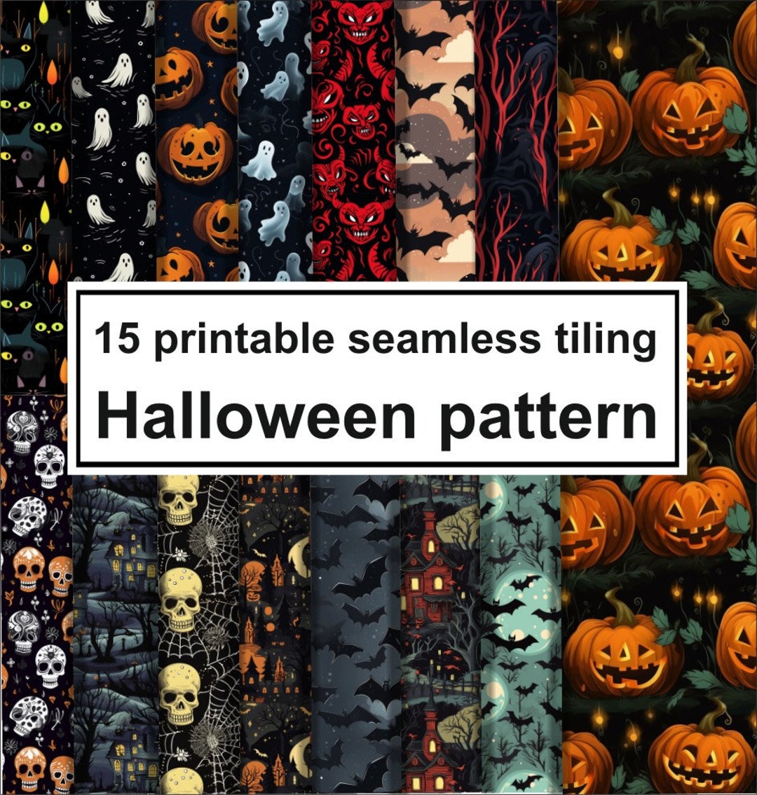 15 Spooky Repeating Digital Patterns for Halloween Print - Etsy
