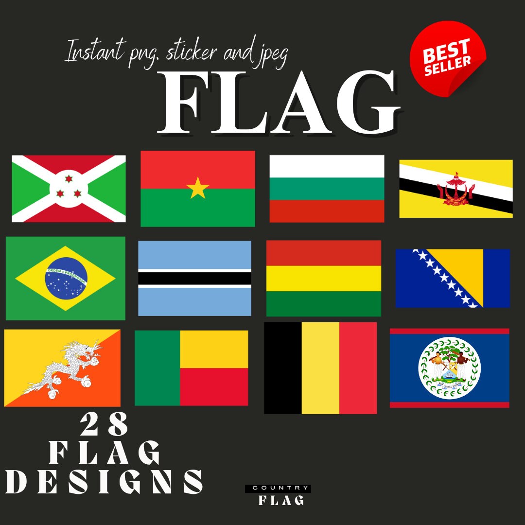 28 Flags SVG PNG Bundle, Country Flags Svg, Patriotic Svg, World Flags ...