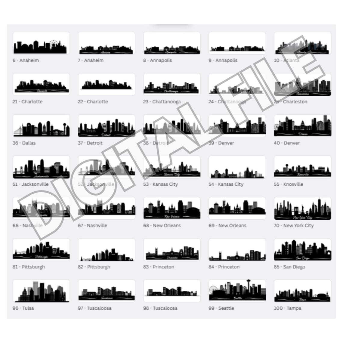 City Skyline SVG PNG Digital Download Laser Cut File DIY Project Custom ...