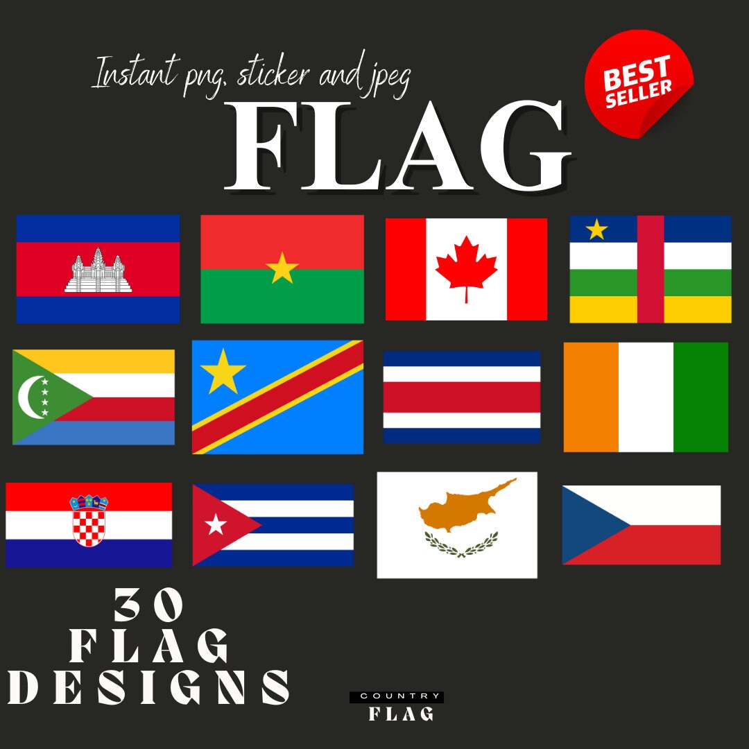 30 Flags SVG PNG Bundle, Country Flags Svg, Patriotic Svg, World Flags ...