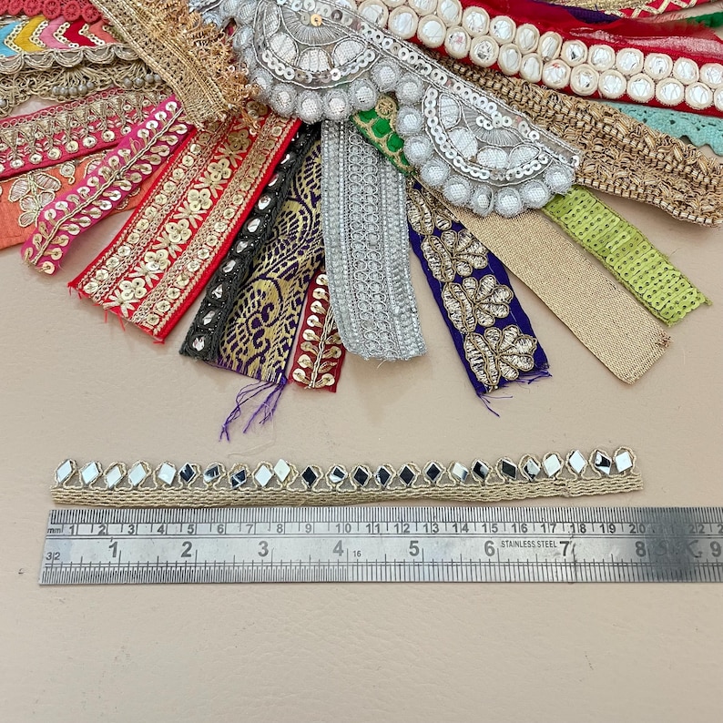 50 Pcs Pack of Assorted Indian Trim Scrap Bag, Zari Lace, Velvet ...