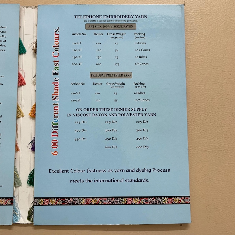 Neelam's Telephone Thread Shade Card, Complete 600 Color Samples for ...