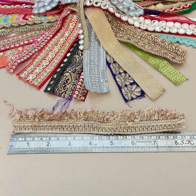 50 Pcs Pack of Assorted Indian Trim Scrap Bag, Zari Lace, Velvet ...