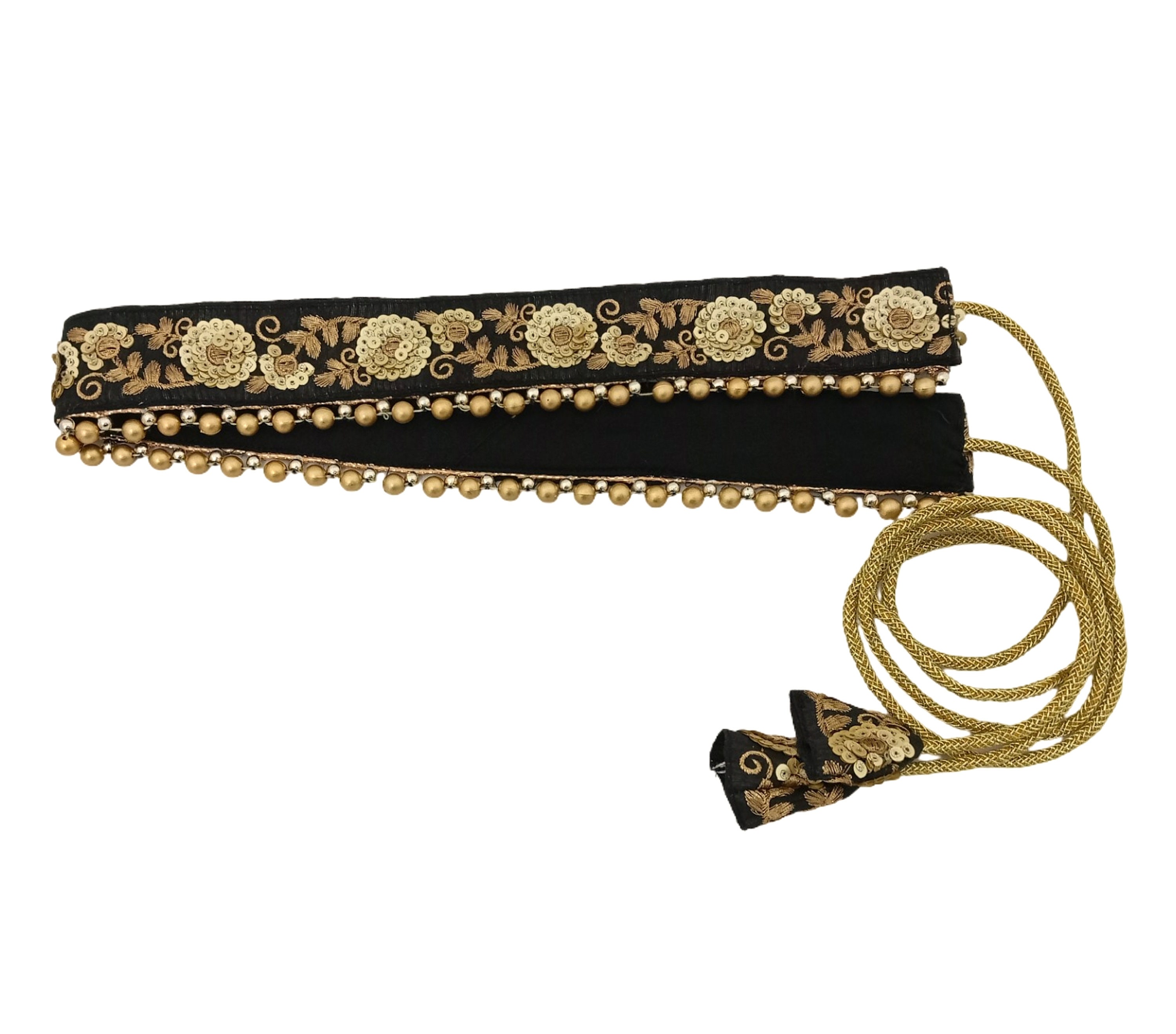 Floral Embroidered Wedding Belt Sash Black Color Indian Belts for Women ...