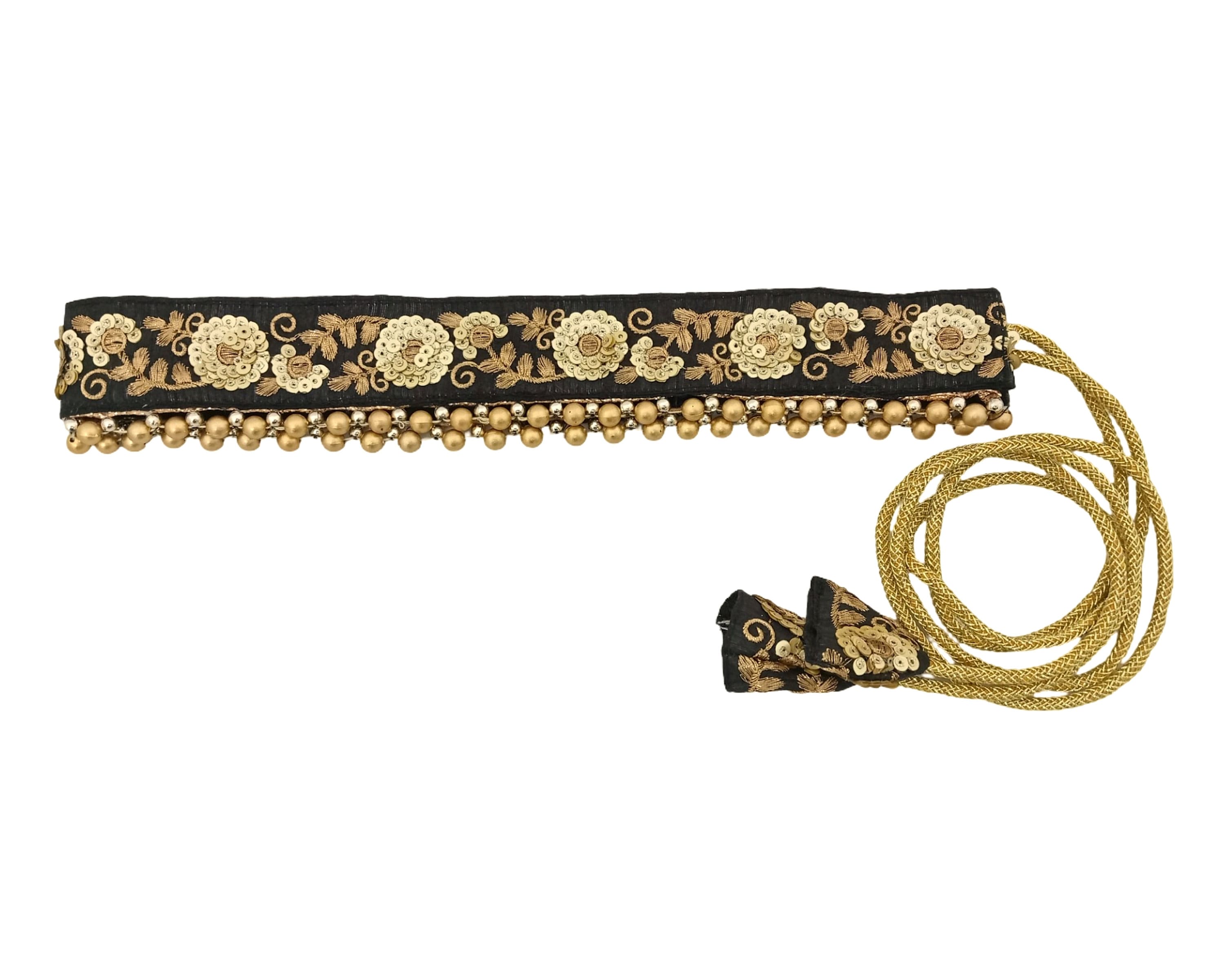 Floral Embroidered Wedding Belt Sash Black Color Indian Belts for Women ...