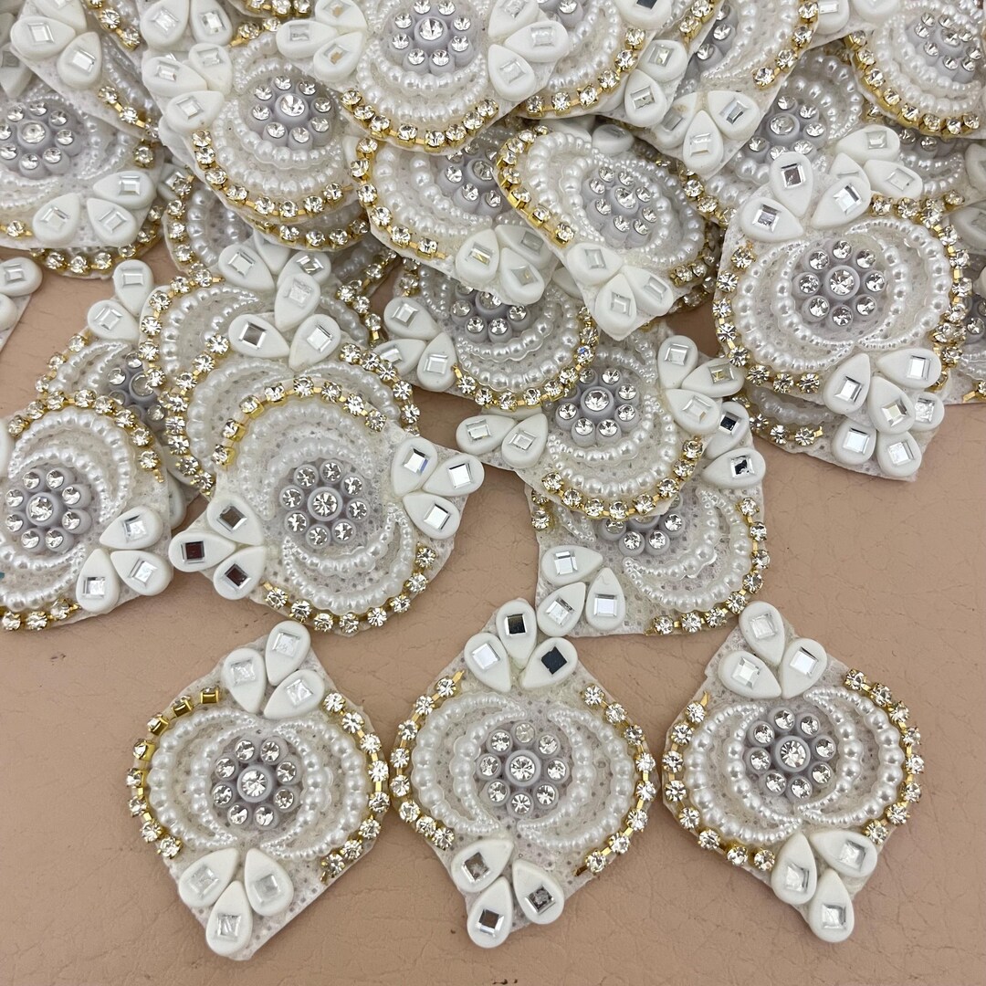 White Mirror Work Embroidery Patches | 25 Pcs - Etsy