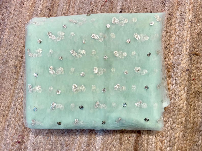 Tulle Net Fabric Sequin Embroidered 44” Wide Dress Material by Yard - Etsy
