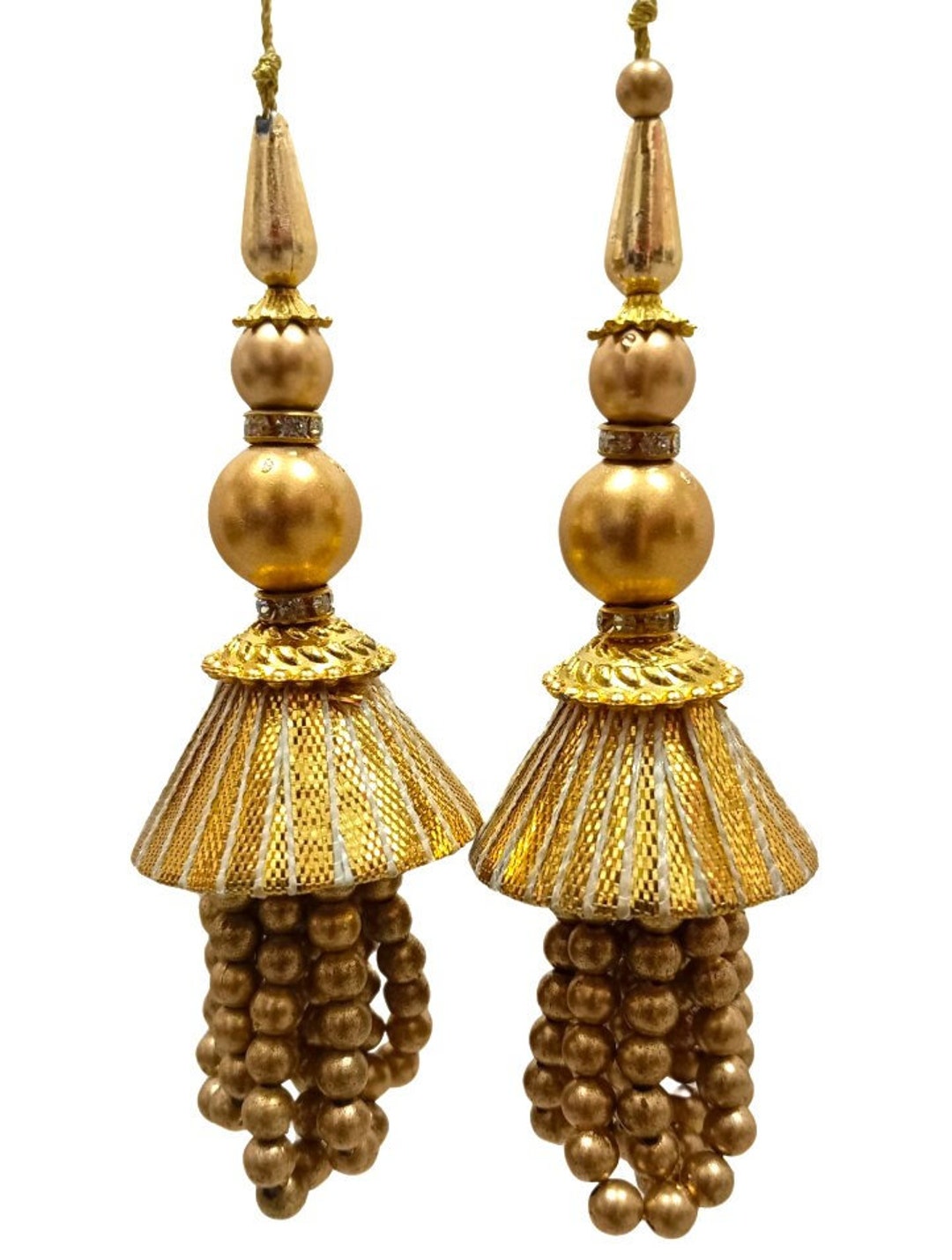 Gold Beaded Tassels, Lehenga Blouse Latkan Ornaments (set of 2) - Etsy