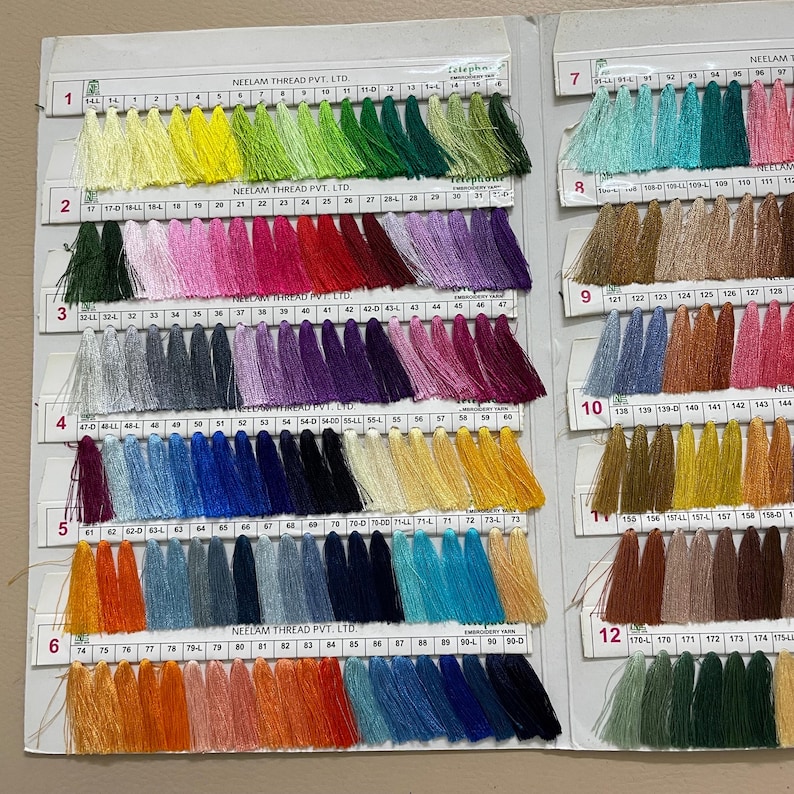 Neelam's Telephone Thread Shade Card, Complete 600 Color Samples for ...