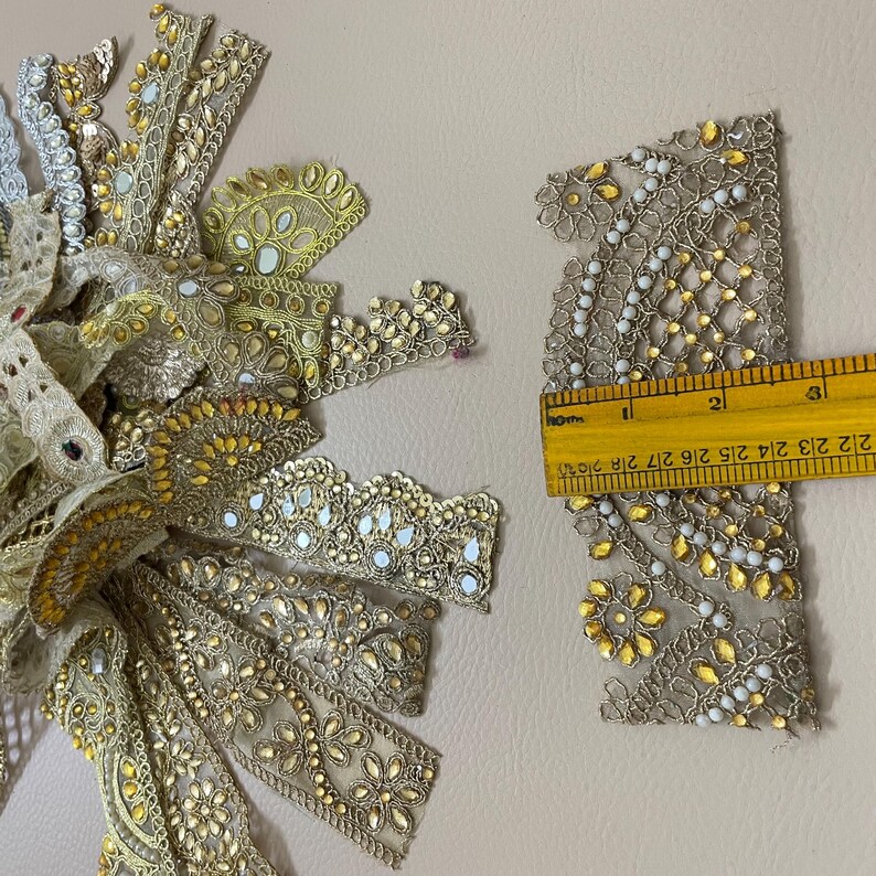 Indian Trim Variety Pack, Gold Scrap Stone Lace, Craft Embellishments ...