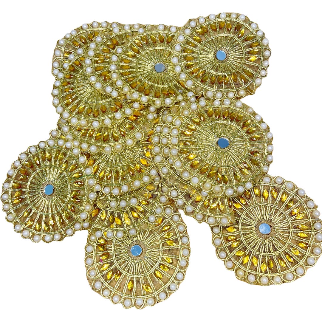 Handmade Applique Patches for DIY Projects Clothing : 5 Pieces Gold ...