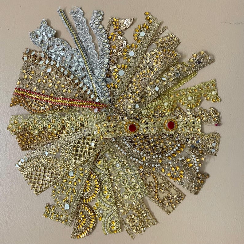 Indian Trim Variety Pack, Gold Scrap Stone Lace, Craft Embellishments ...