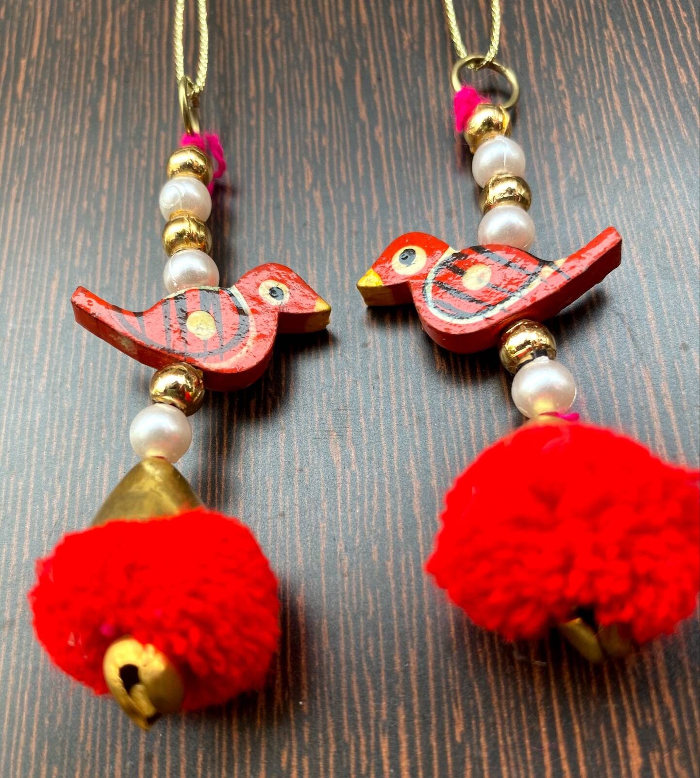 Red Hangings Hand Painted Wooden Parrot Tassles Wedding Dress - Etsy