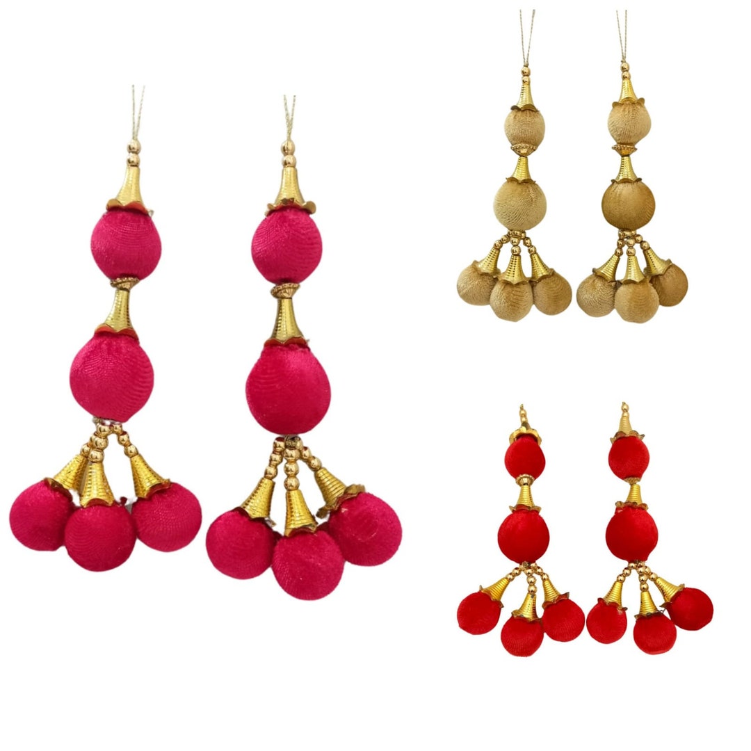 Pink Velvet Latkan Tassels, Lehenga Dress Embellishment (set of 2) - Etsy