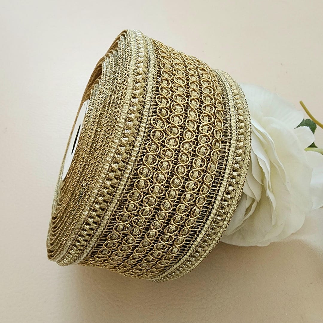 Gold Indian Trim Border for Clothing Sewing, Bags, Home Decor, Ethnic ...