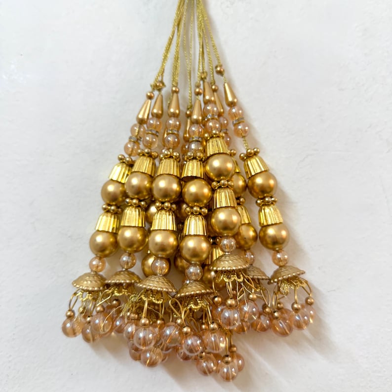 Golden Latkan Tassels Set: Indian Bridal Blouse, Ethnic Dress Crafting ...