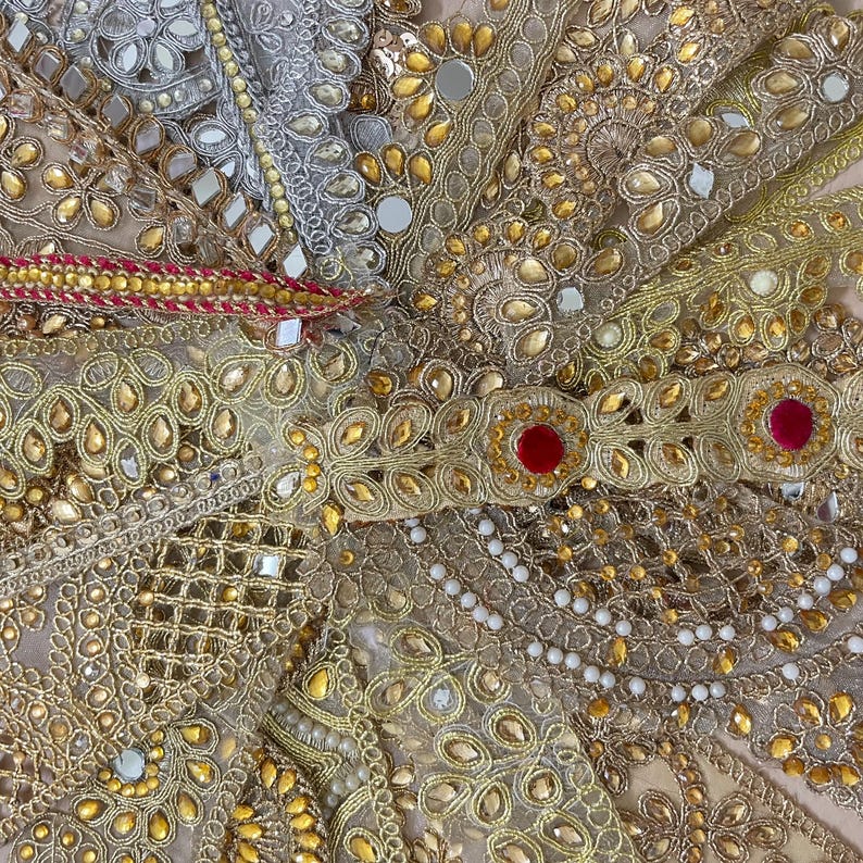 Indian Trim Variety Pack, Gold Scrap Stone Lace, Craft Embellishments ...