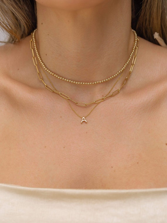 Small Gold Beaded Necklace | Etsy