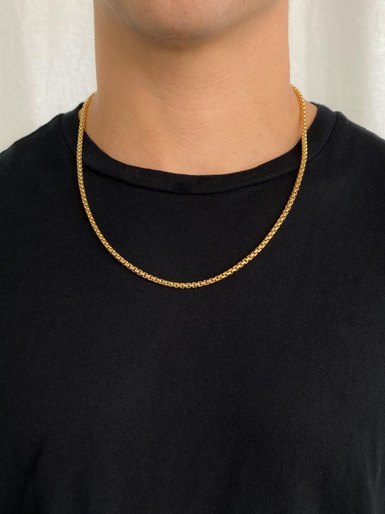 14k Gold Filled Thick Box Chain Necklace Box Chain Necklace - Etsy