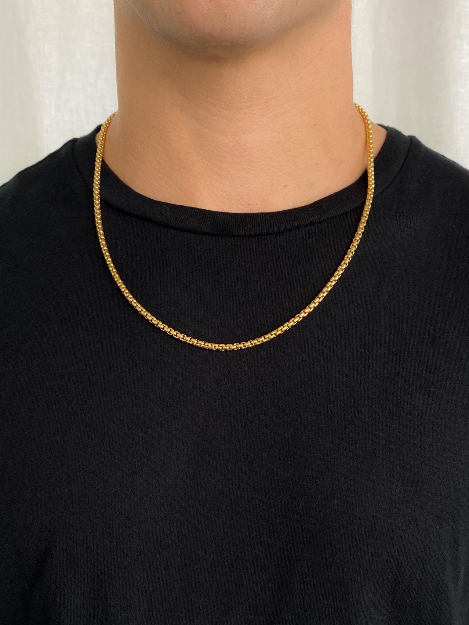14k Gold Filled Thick Box Chain Necklace Box Chain Necklace - Etsy