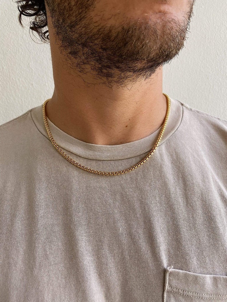 14k Gold Filled Thick Box Chain Necklace Box Chain Necklace - Etsy