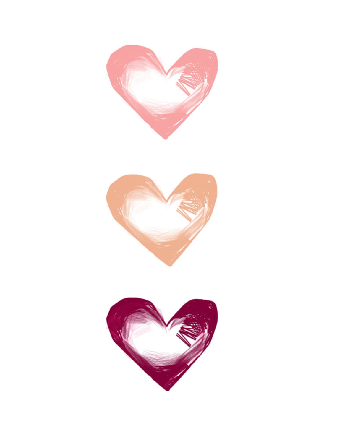 Three Little Hearts Wallart - Etsy