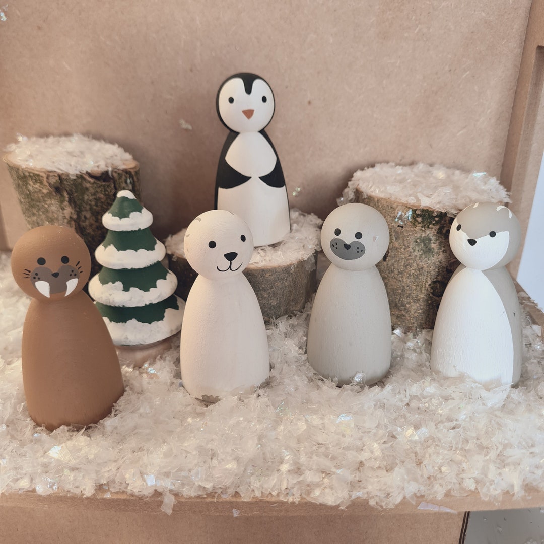 Winter Animal Peg Dolls Wooden Toy Gift for Kids UKCA Certified - Etsy UK