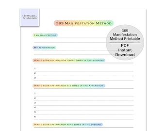 777 Manifestation Method Printable - Selection of Colours - A4, A5, US ...