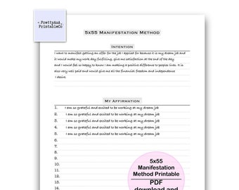 777 Manifestation Method Printable Selection of Colours A4, A5, US ...