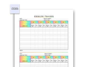 Exercise Tracker Printable Grey Metallic and Rainbow - Etsy UK